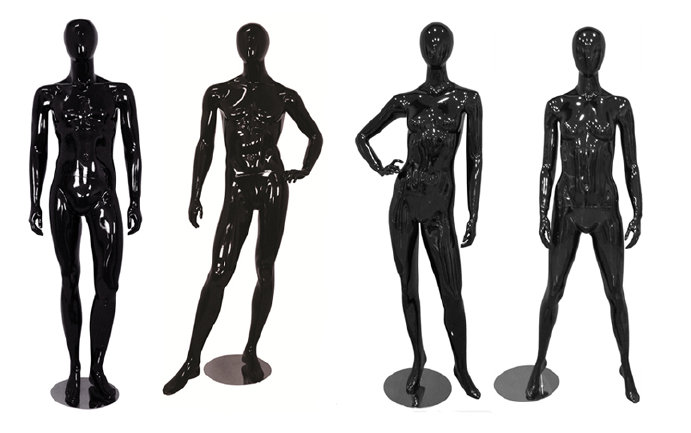 Glossy Black Mannequins - Athletic Manikin Forms - Black Plastic Mannequin
